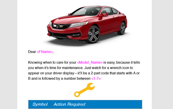 Honda Owner Lifecycle Communications (HOLC)