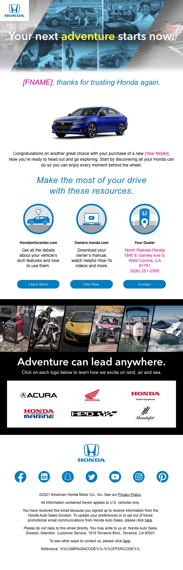 Honda Owner Lifecycle Communications (HOLC)